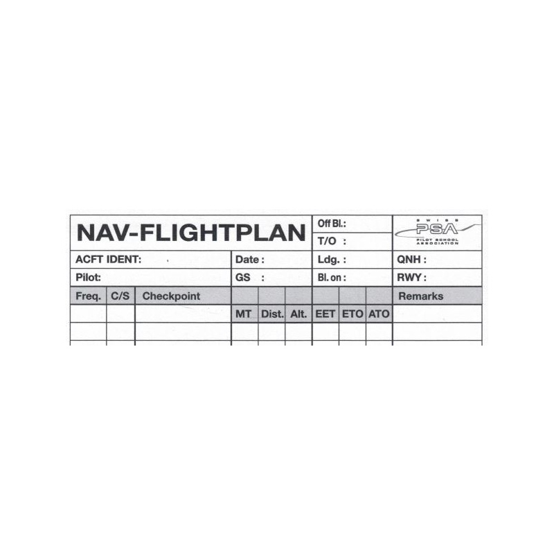 NAV Flightplan Form SWISSPSA, 5.00 CHF