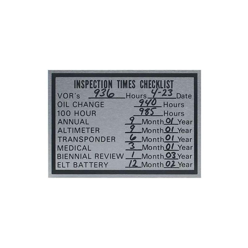 Liste de contrôle des temps d'inspection Placard, 3.95 CHF