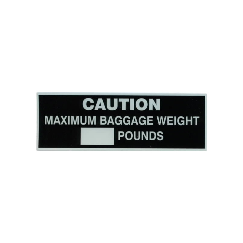 Maximum Baggage Weight Placard, Sticker, 6.90 CHF