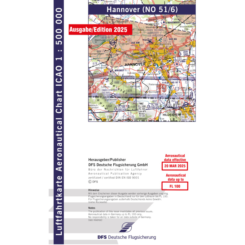 Germany Hannover VFR Chart ICAO 1:50000 buy now, 13.00 CHF